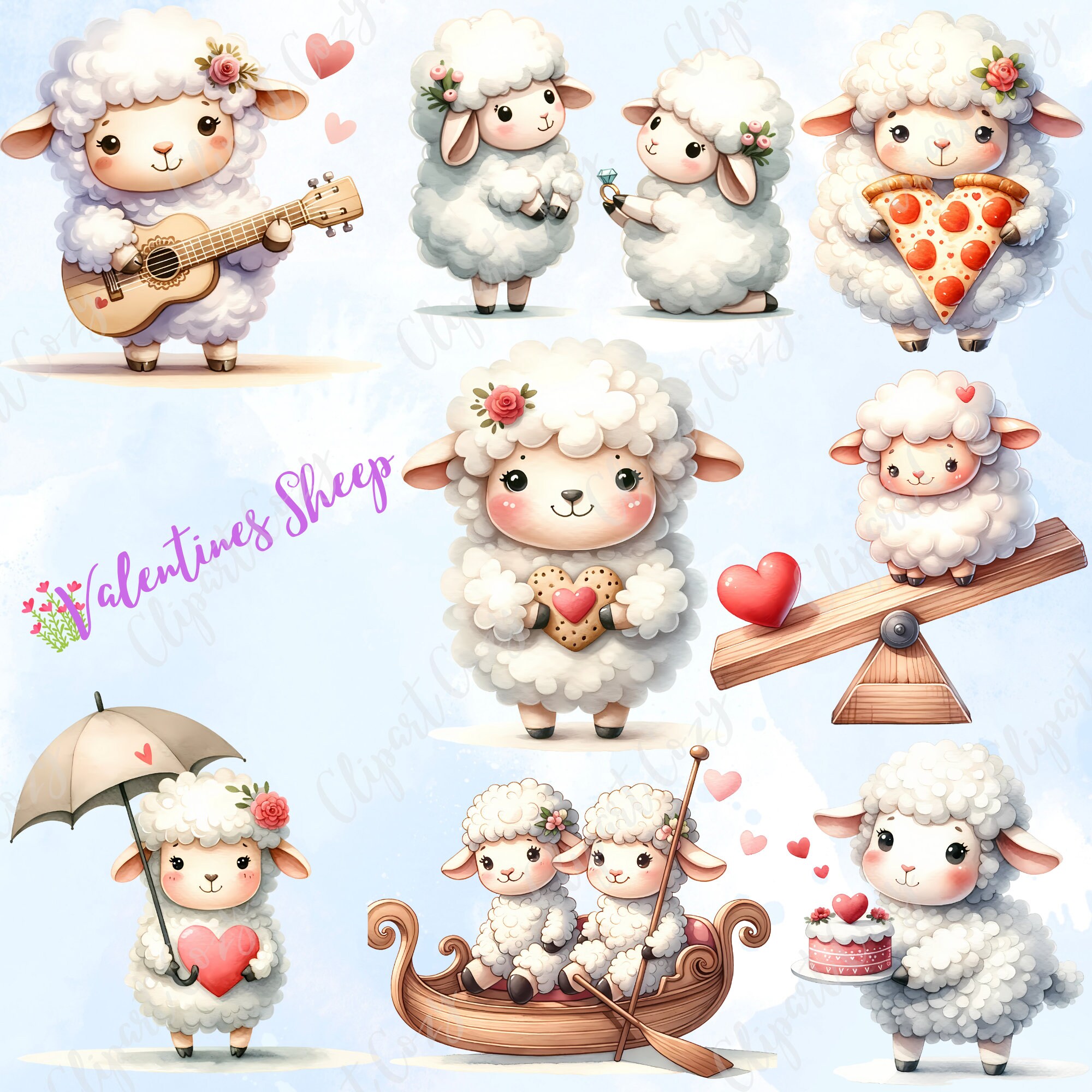 37 Valentines Sheep Clipart Bundle, Cute Valentines Clipart, Valentines ...