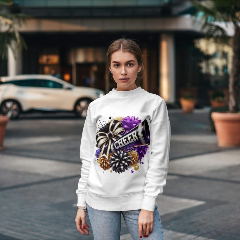 Cheer Black Purple Metallic Gold, Cheer Megaphone, Cheer Coquette Bow ...