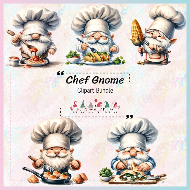 27 Chef Gnome Clipart Bundle, Gnome Clipart, Cooking Gnome, Gnome PNG ...