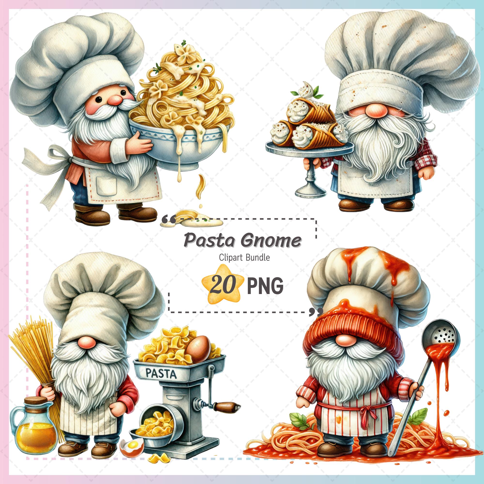 20 Pasta Gnome Clipart Bundle, Gnome Clipart, Cooking Gnome, Kitchen ...