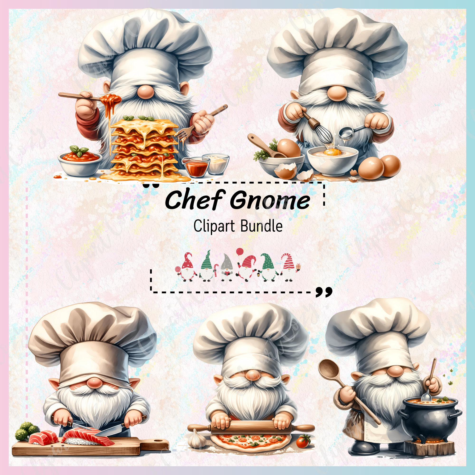 27 Chef Gnome Clipart Bundle, Gnome Clipart, Cooking Gnome, Gnome PNG ...