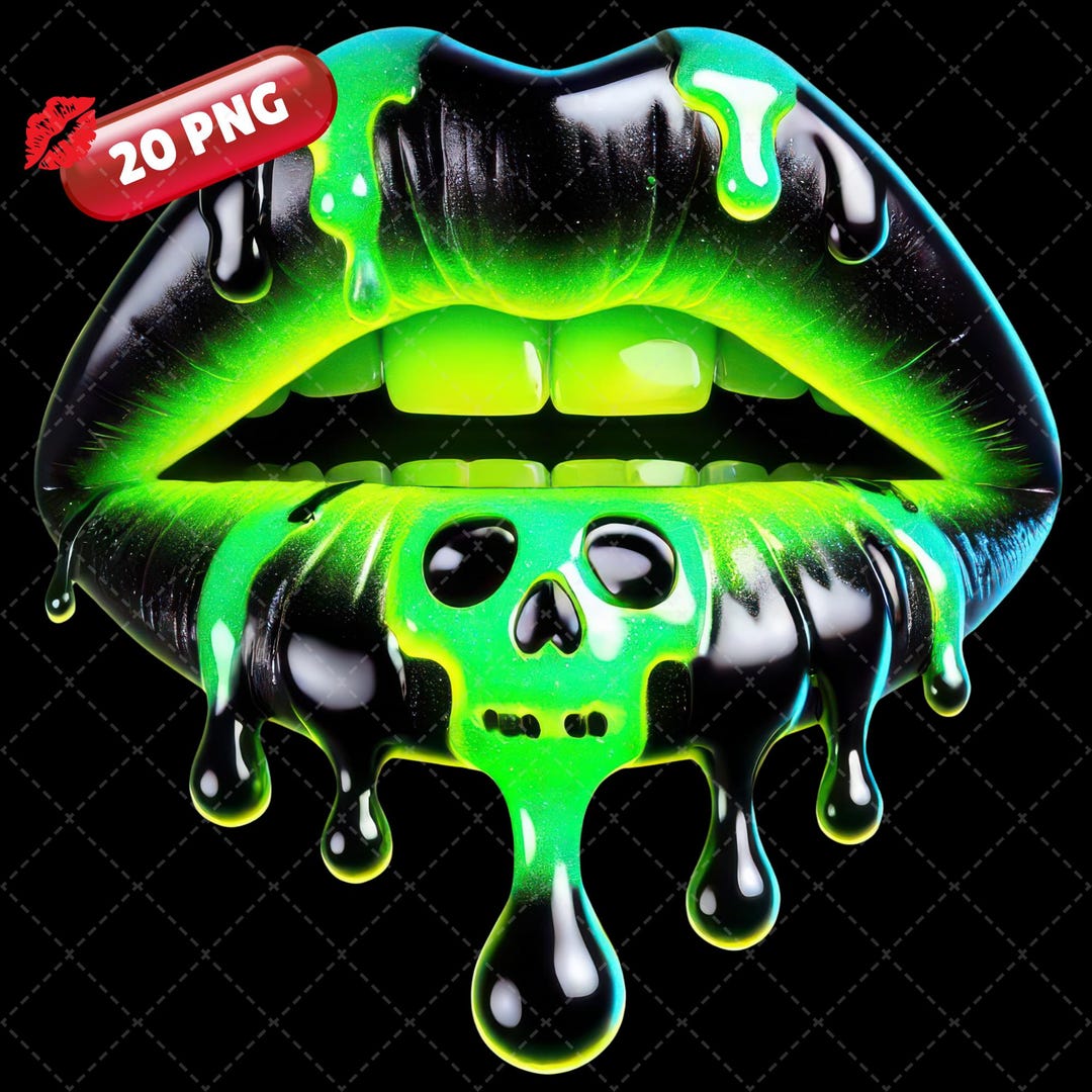 Dripping Lips Halloween Clipart, Set of 20 Vibrant Lip Colors, Dripping ...