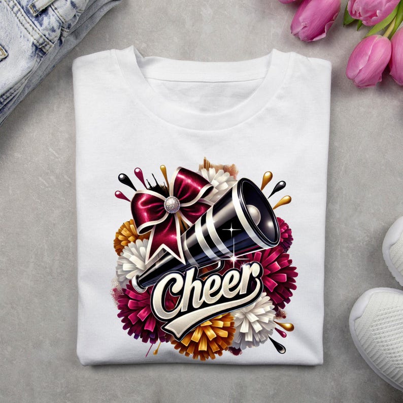 Cheer Burgundy Gold White, Cheer Megaphone, Cheer Coquette Bow ...