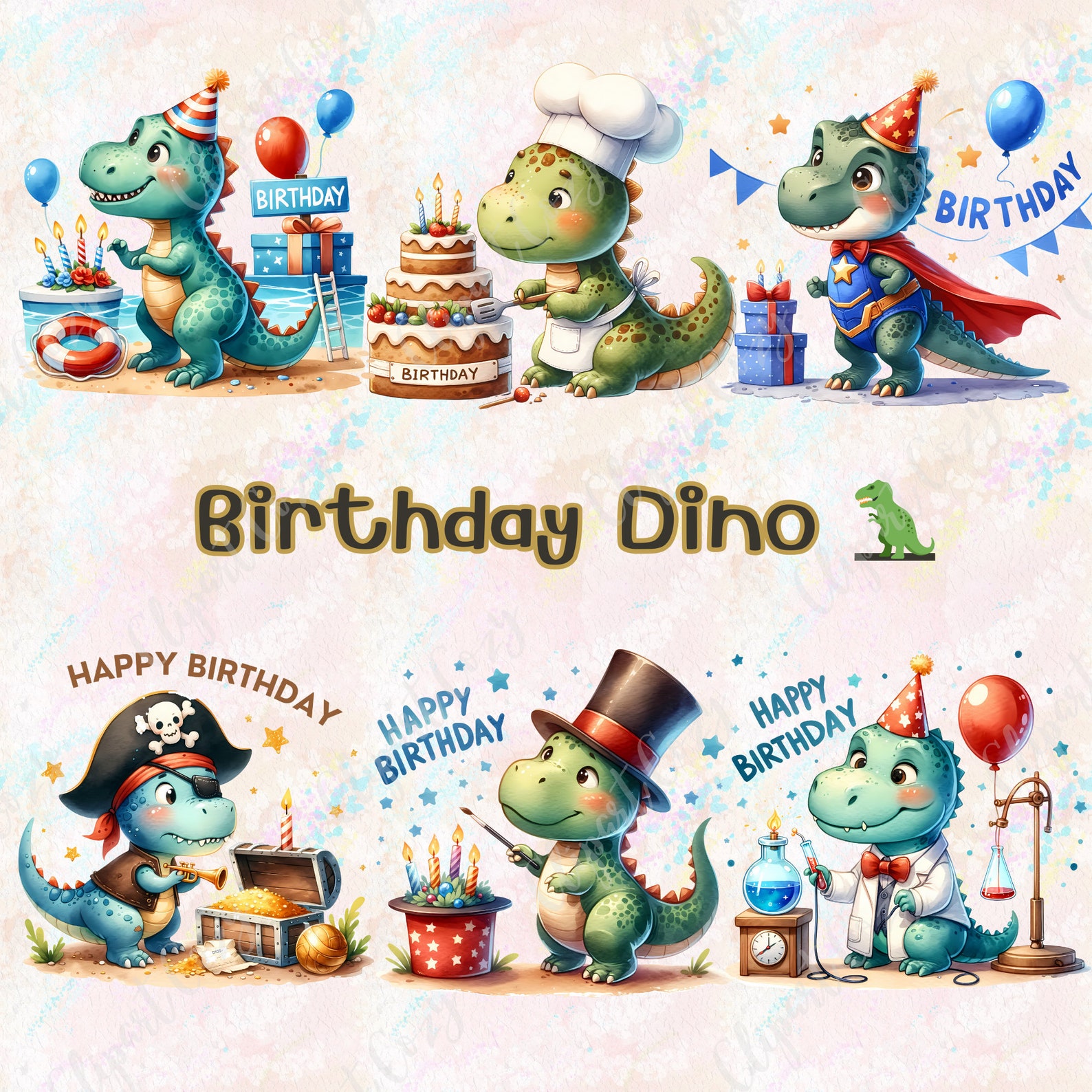 27 Birthday Dino Clipart Bundle, Birthday Clipart, Dino PNG Transparent ...