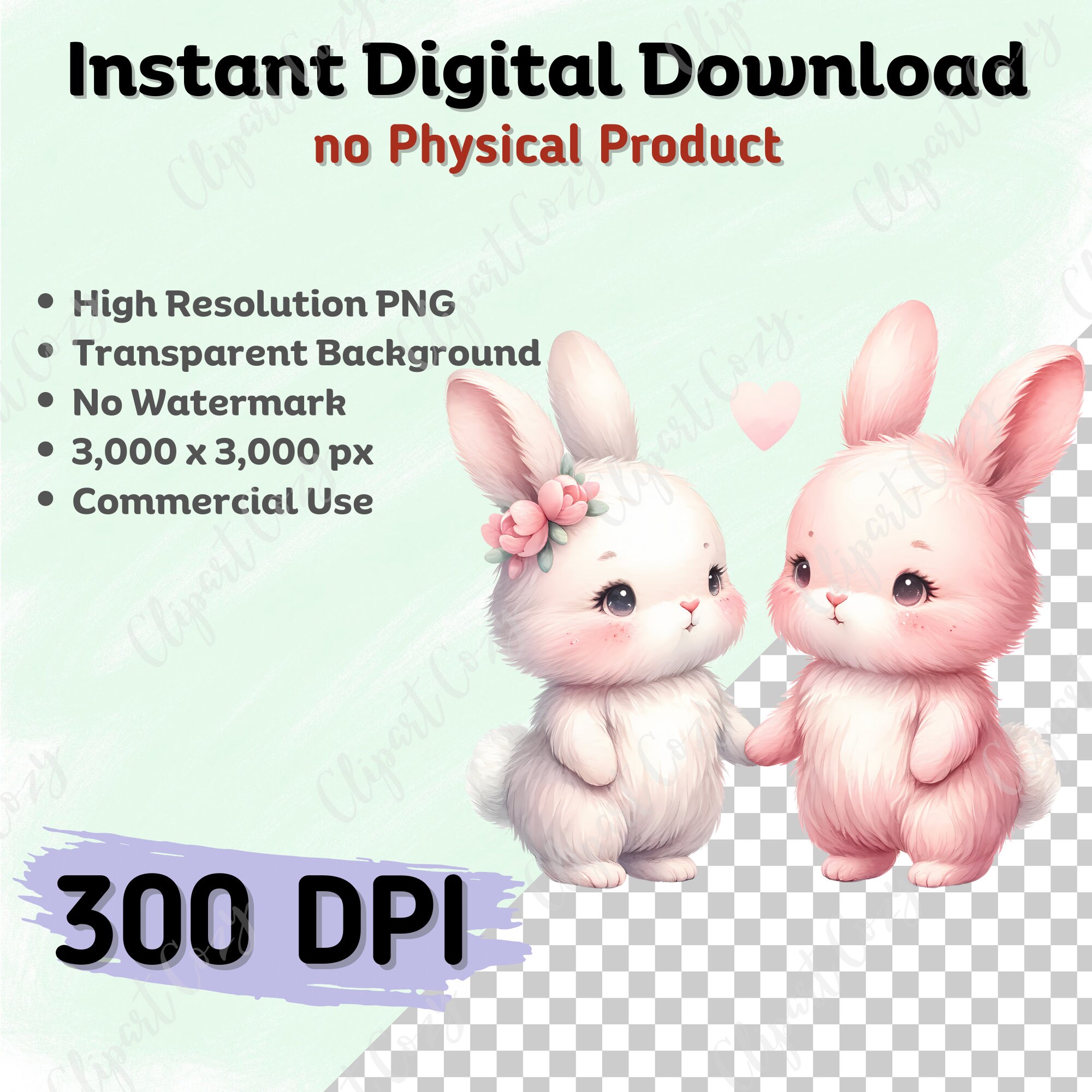 27 Valentines Bunny Clipart Bundle, Valentines Clipart, Bunny PNG, Cute ...