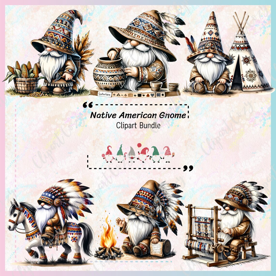 32 Native American Gnome Clipart Bundle, Indian Gnome, Gnome PNG ...