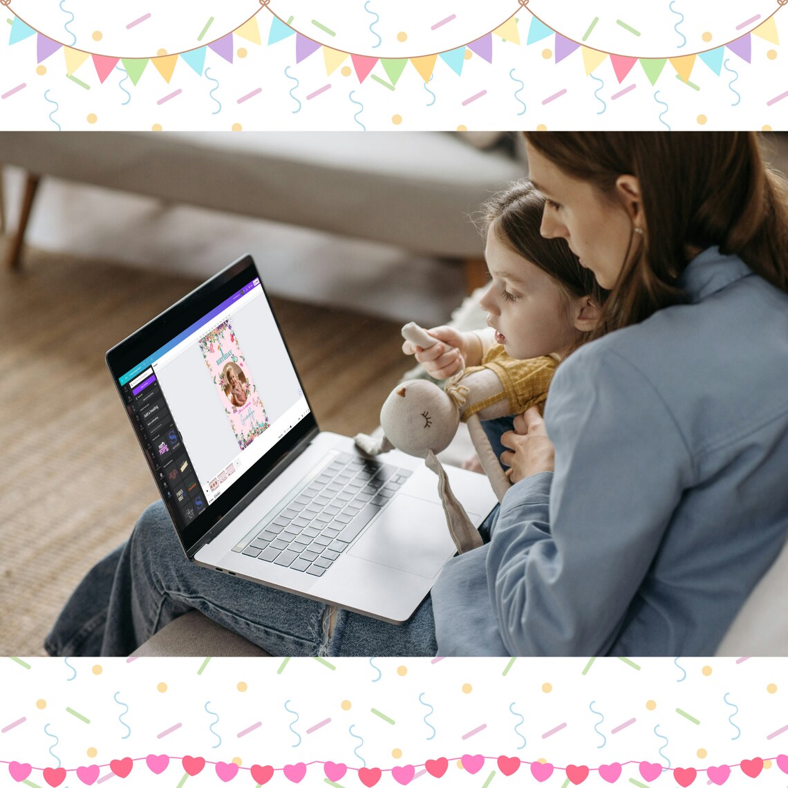 1st Pink Birthday Girl Video Invitation, Editable Birthday Party ...