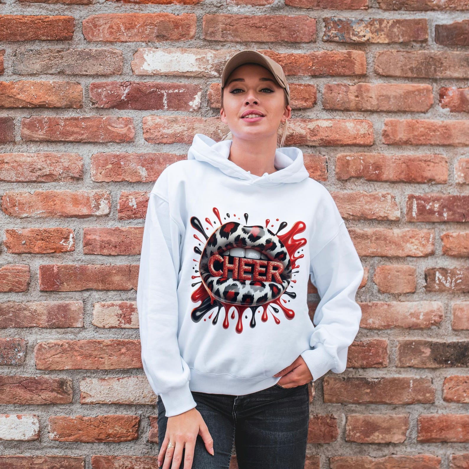 CHEER Red Black White PNG, Cheer Dripping Lip PNG, Cheerleading Digital ...