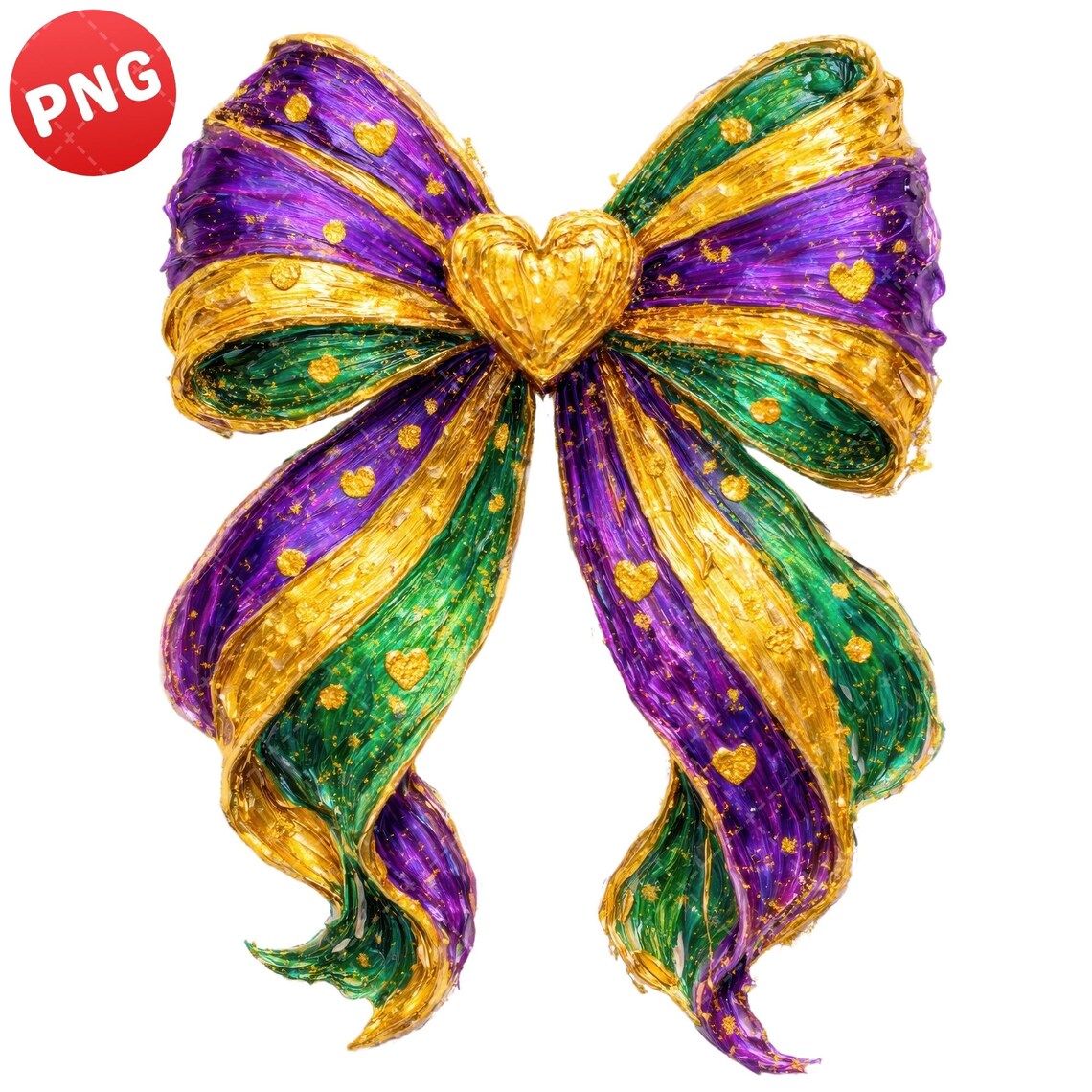 Impasto Mardi Gras Bow PNG, Purple Green Gold Bow Clipart, Mardi Gras ...