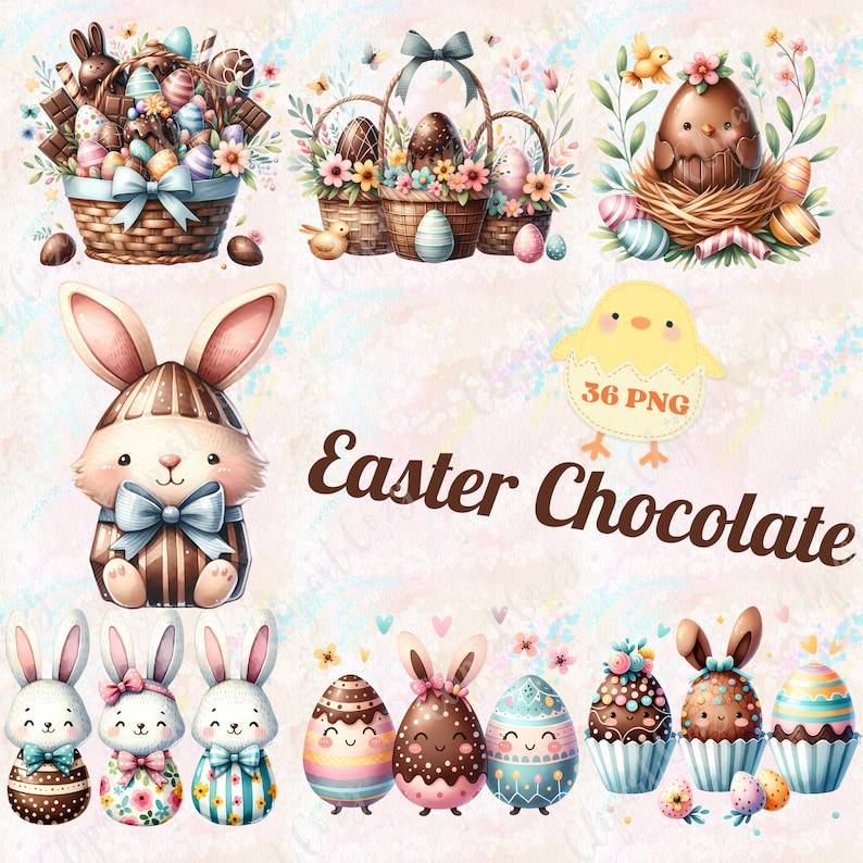 36 Easter Chocolate Clipart Bundle, Easter Clipart, Easter Chocolate ...