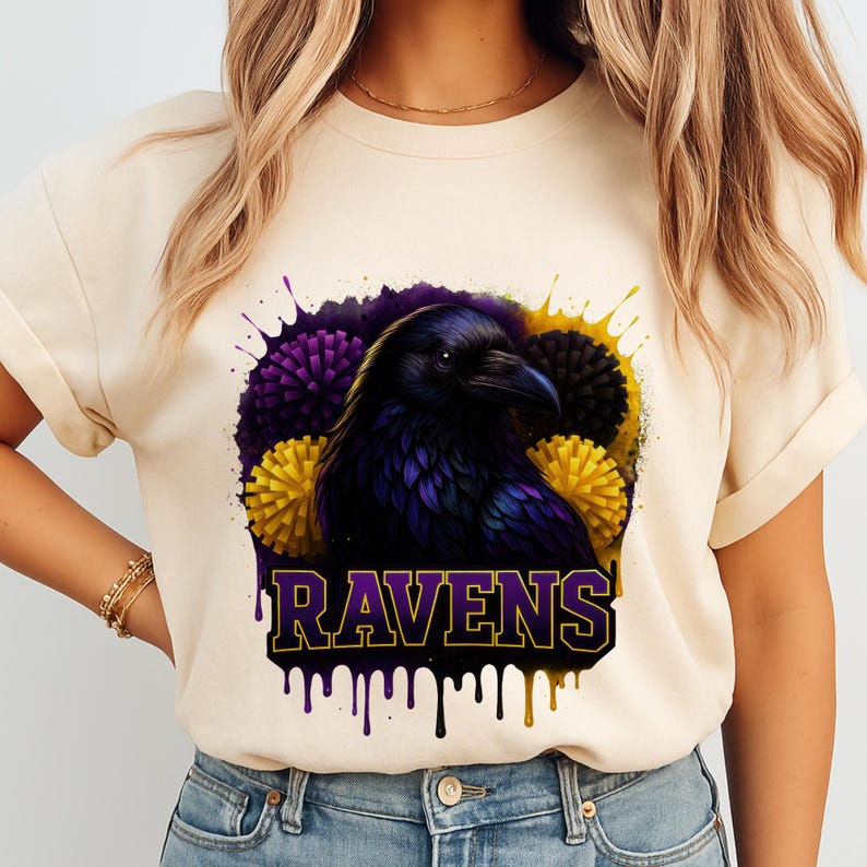 Cheer Ravens Clipart, Purple Black Metallic Gold Pom Pom PNG, Ravens ...
