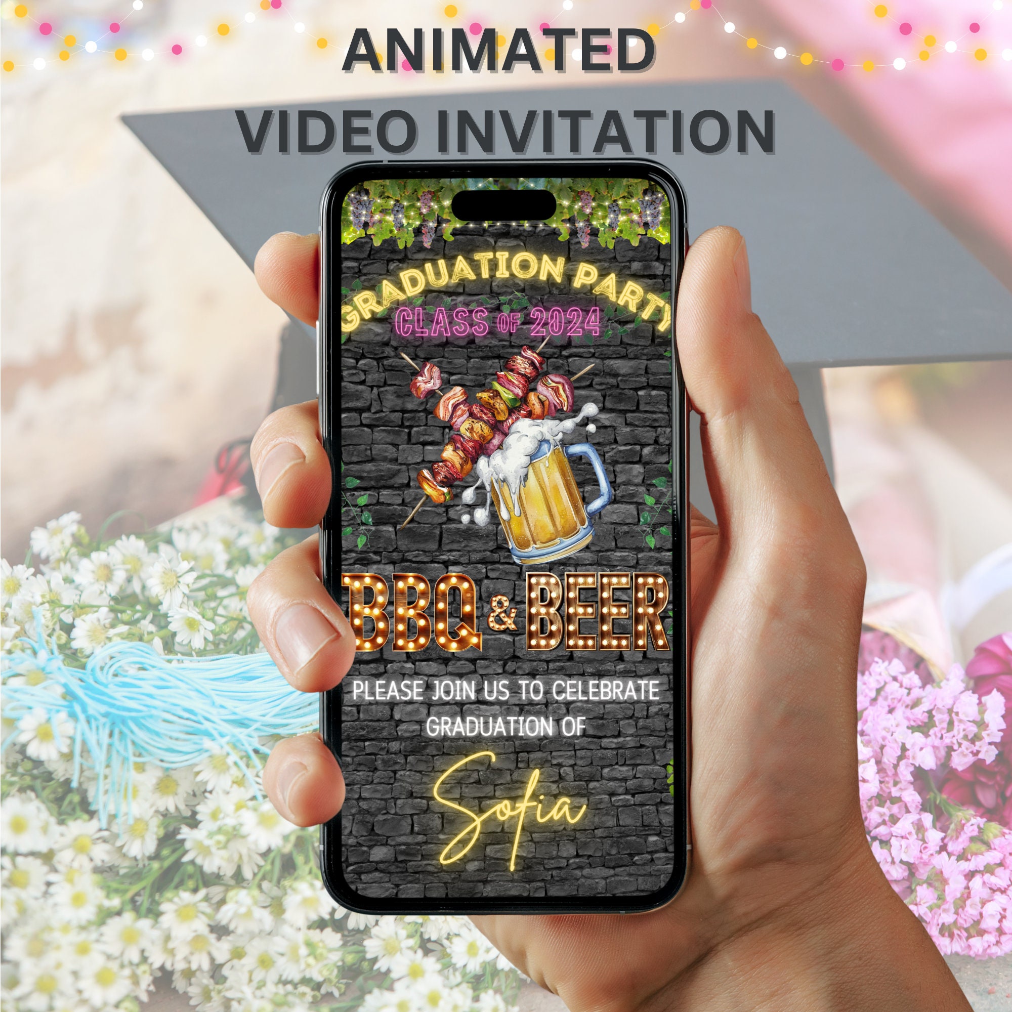 Animated Graduation BBQ and BEER Video Template, Chill and Grill ...