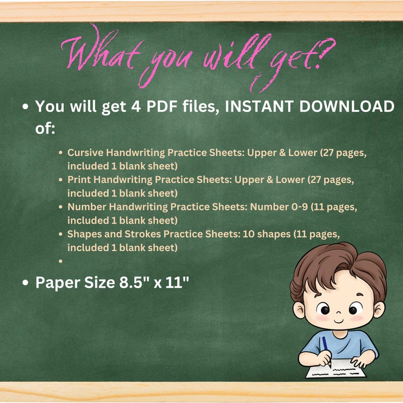 Handwriting Practice Bundle for Kids, Cursive, Print, Numbers, Shapes ...