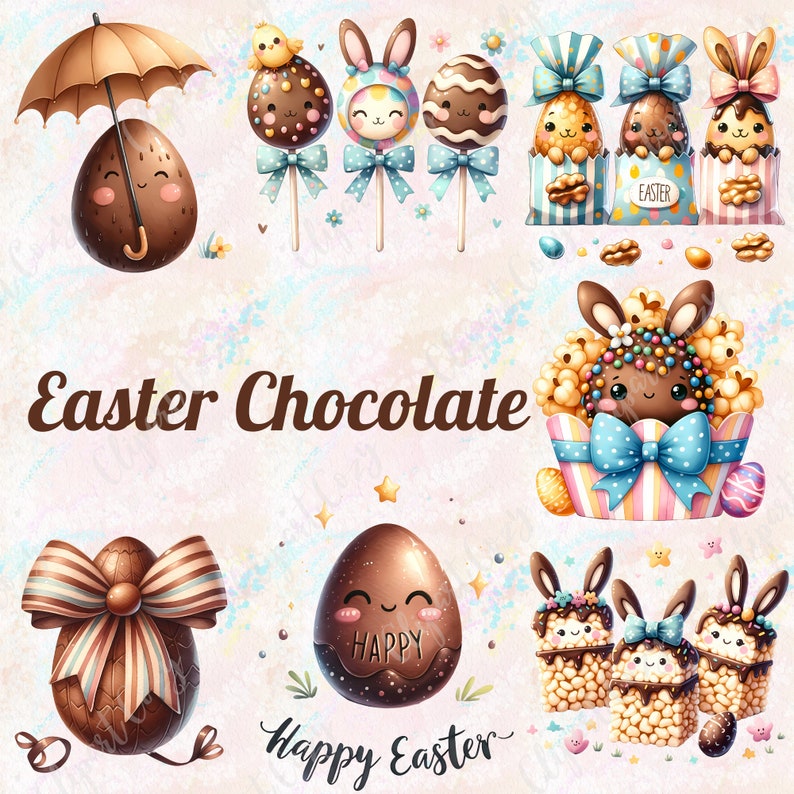 36 Easter Chocolate Clipart Bundle, Easter Clipart, Easter Chocolate ...
