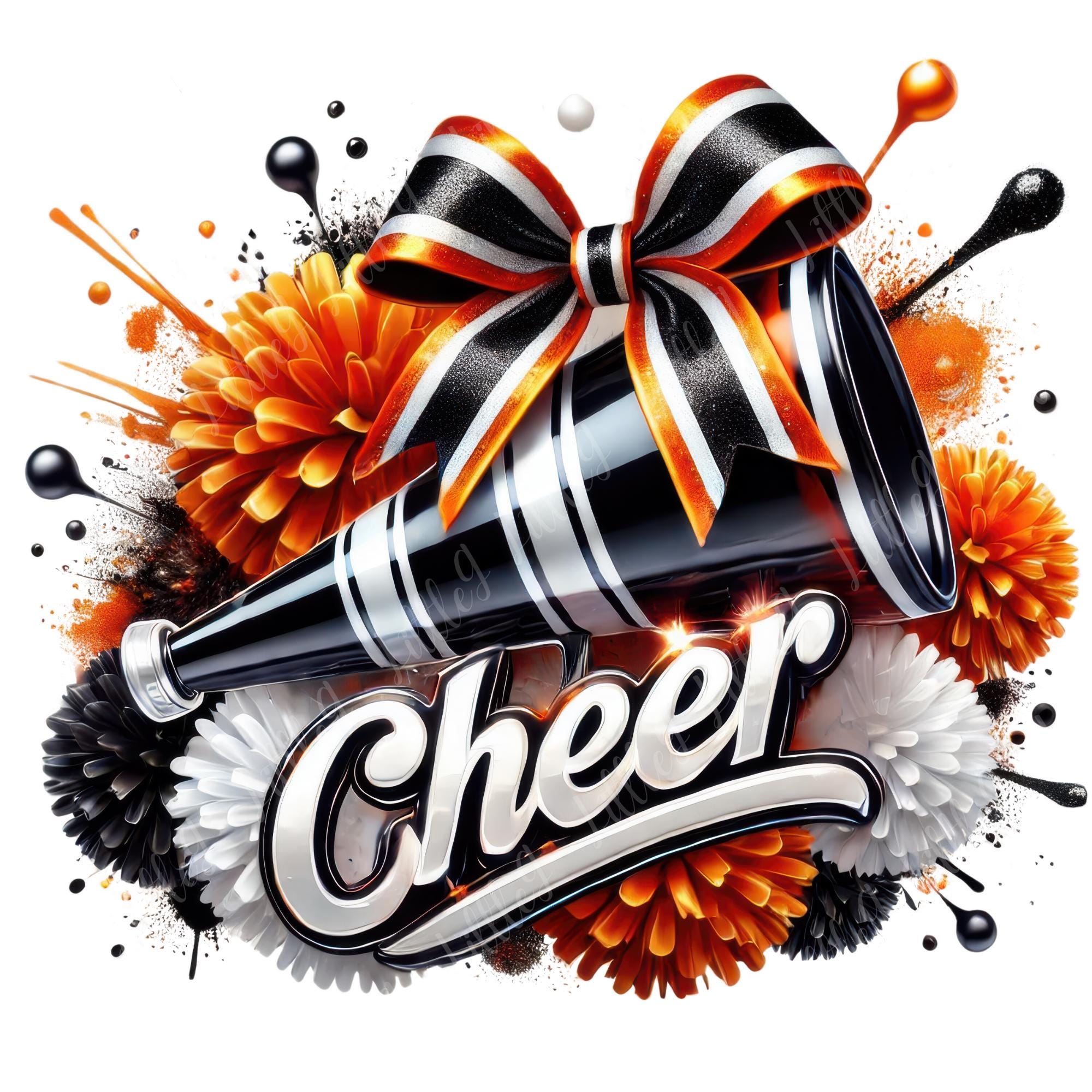 Cheer Orange Black White, Cheer Megaphone, Cheer Coquette Bow ...