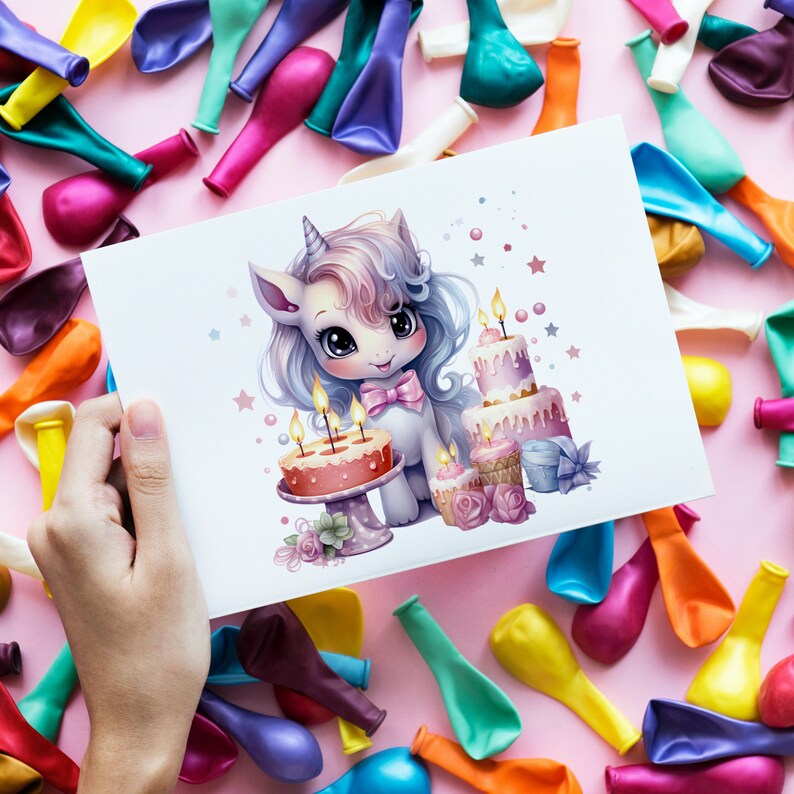33 Birthday Unicorn&element Clipart Bundle, Party Decorations, Birthday ...