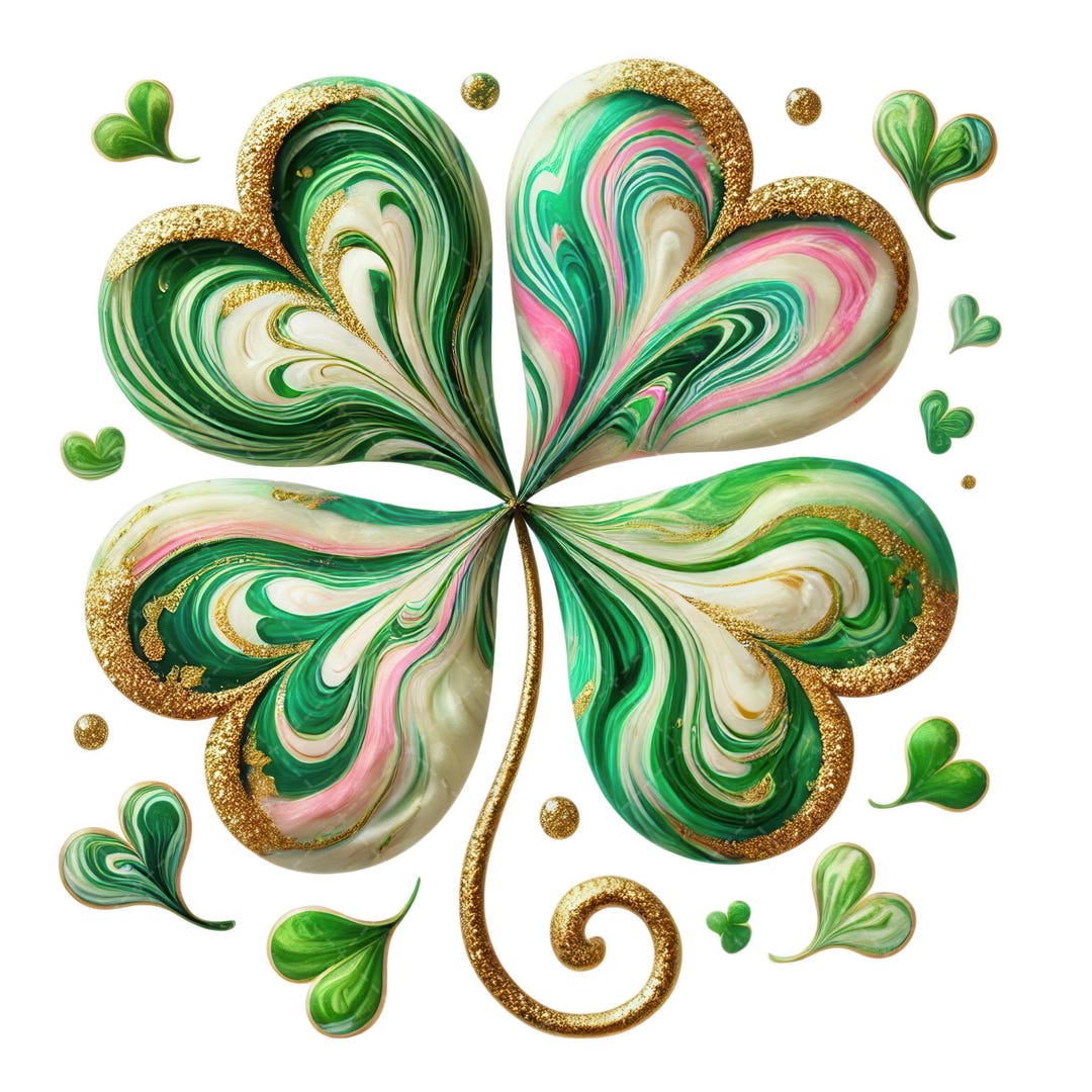 Glitter Shamrock PNG, Four St. Patrick's Day PNG, Lucky 4 Leafs Clover ...