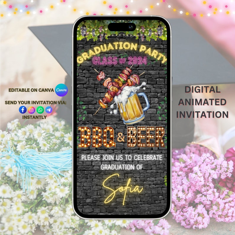 Animated Graduation BBQ and BEER Video Template, Chill and Grill ...