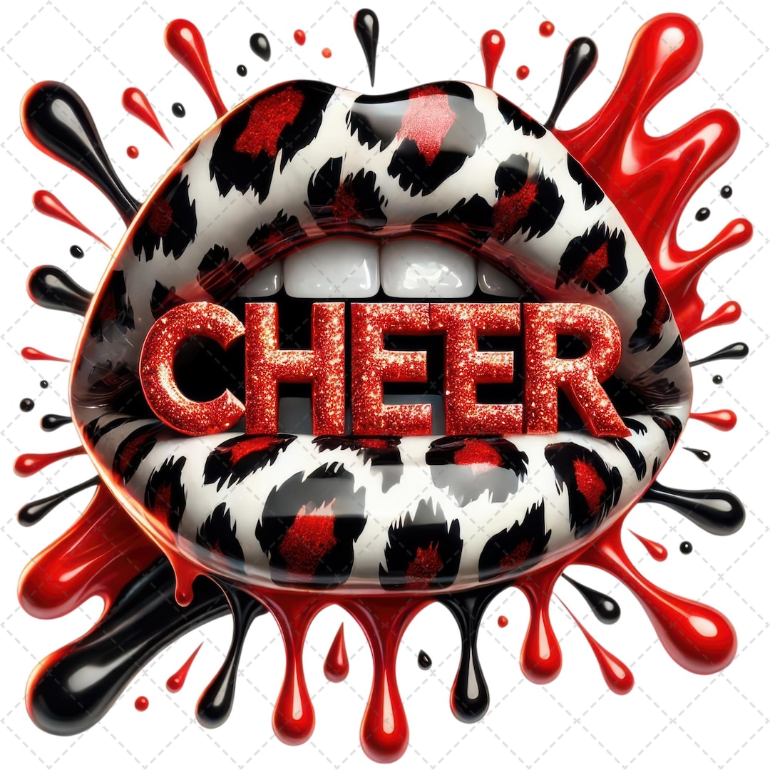 CHEER Red Black White PNG, Cheer Dripping Lip PNG, Cheerleading Digital ...