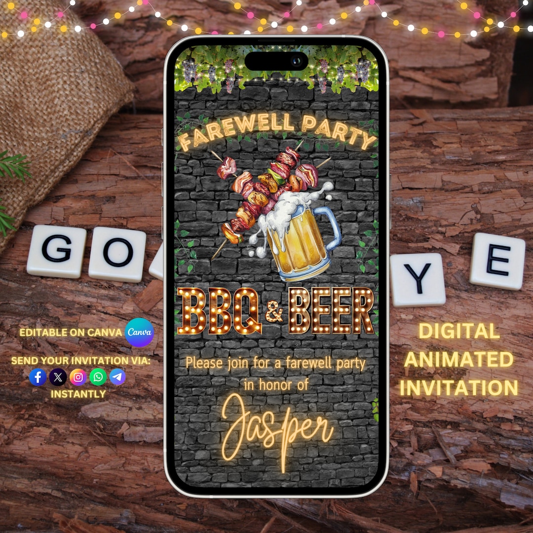 BBQ&BEER Farewell Party Invitation, Digital Farewell Invite, Going Away ...