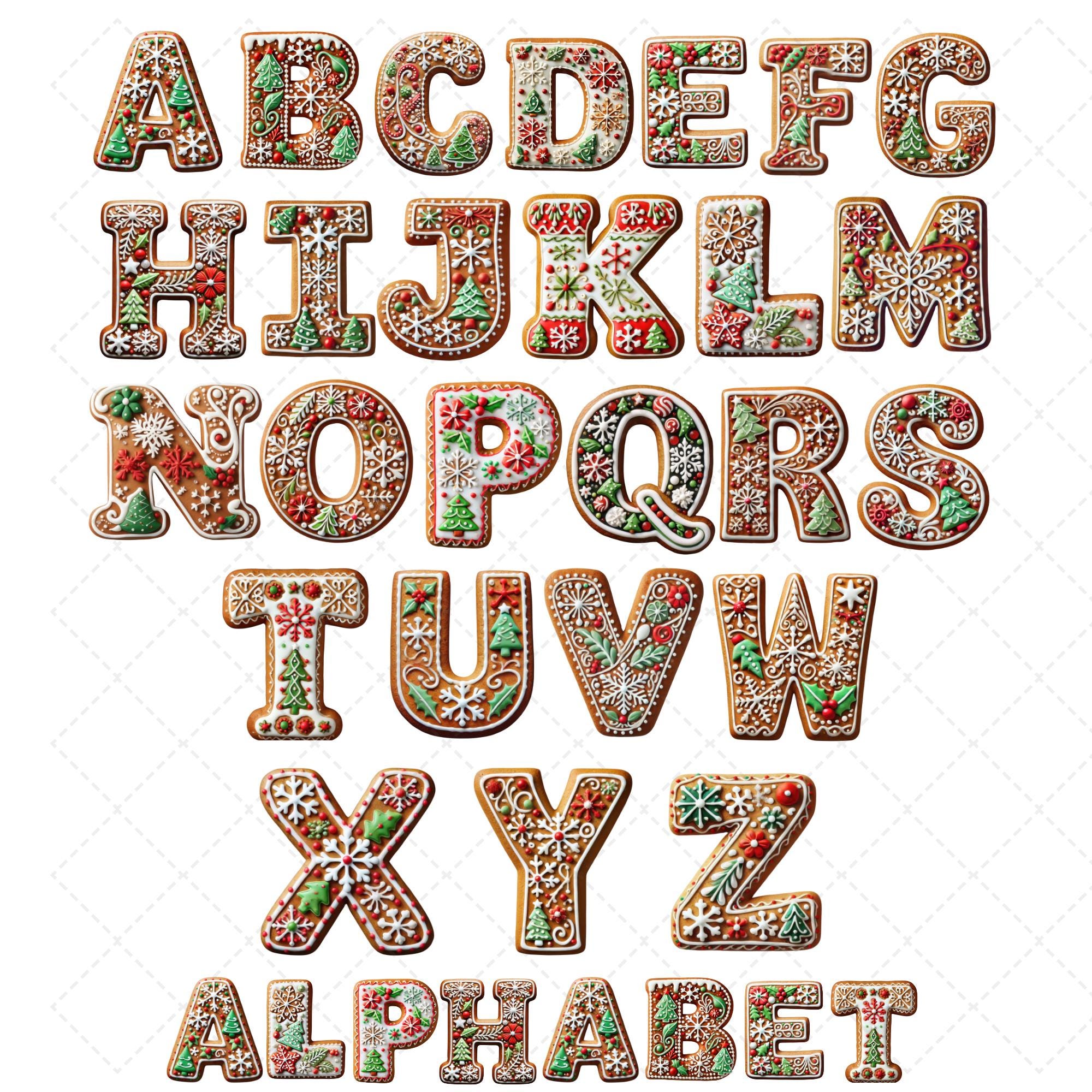 Christmas Cookie Alphabets & Numbers, X'mas Alphabet Number, Alphabet ...
