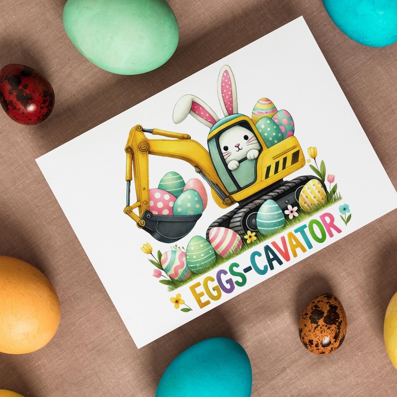 Eggscavator Clipart PNG, Easter Bunny Clipart, Cute Easter PNG, Easter ...
