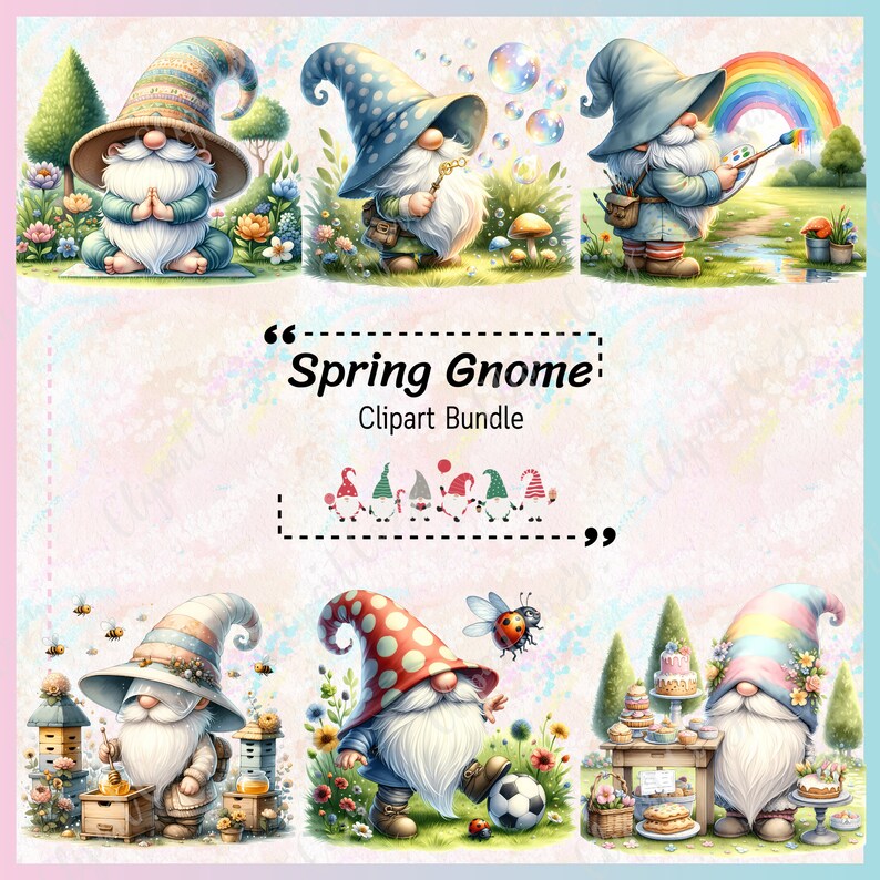 33 Spring Gnome Clipart Bundle, Cute Gnome Clipart, Gnome PNG ...