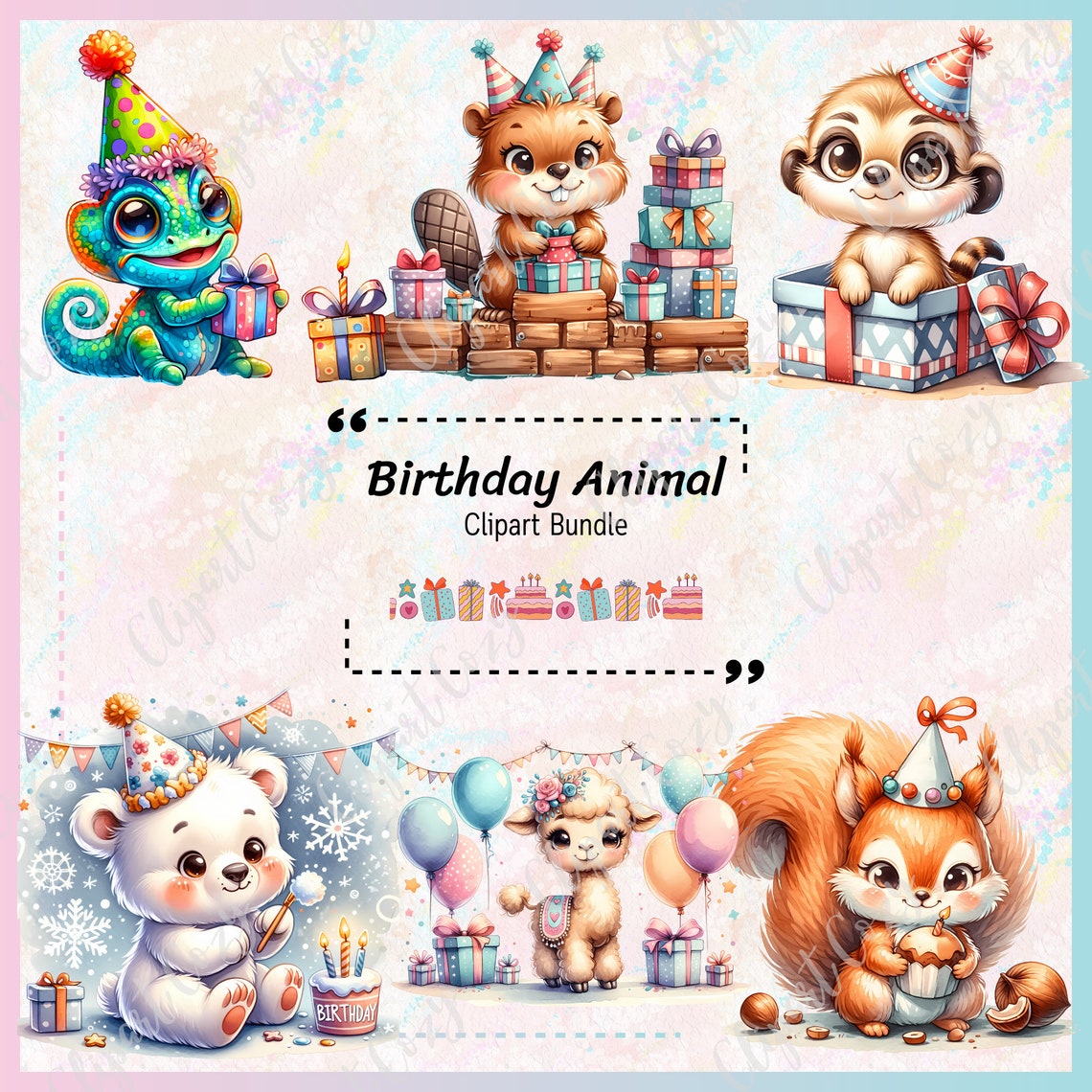 35 Birthday Animals Clipart Bundle, Birthday Clipart, Animal PNG ...