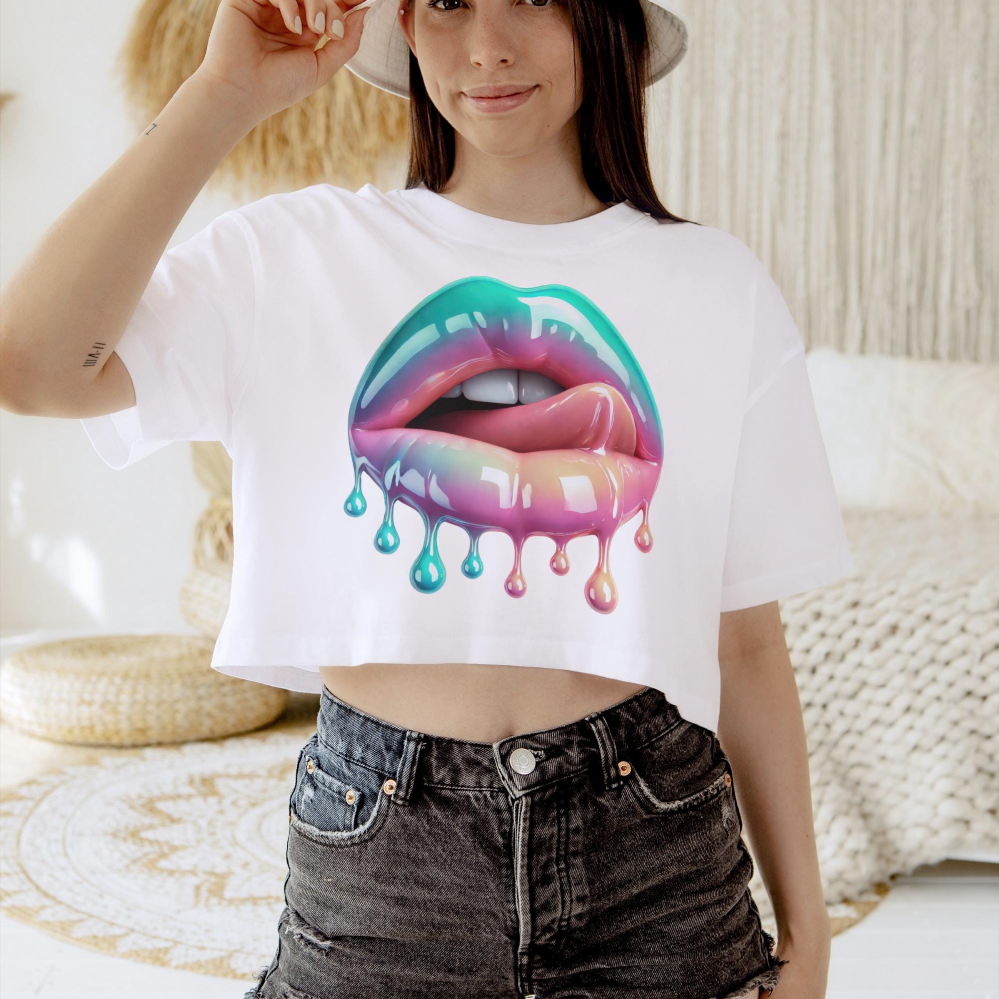 Dripping Lips With Tongue Clipart, 20 Lip Colors Bundle, PNG Lips ...