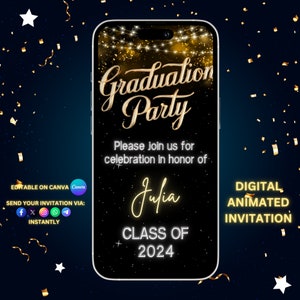 Animated Golden Graduation Video Template, Golden Graduation Party ...