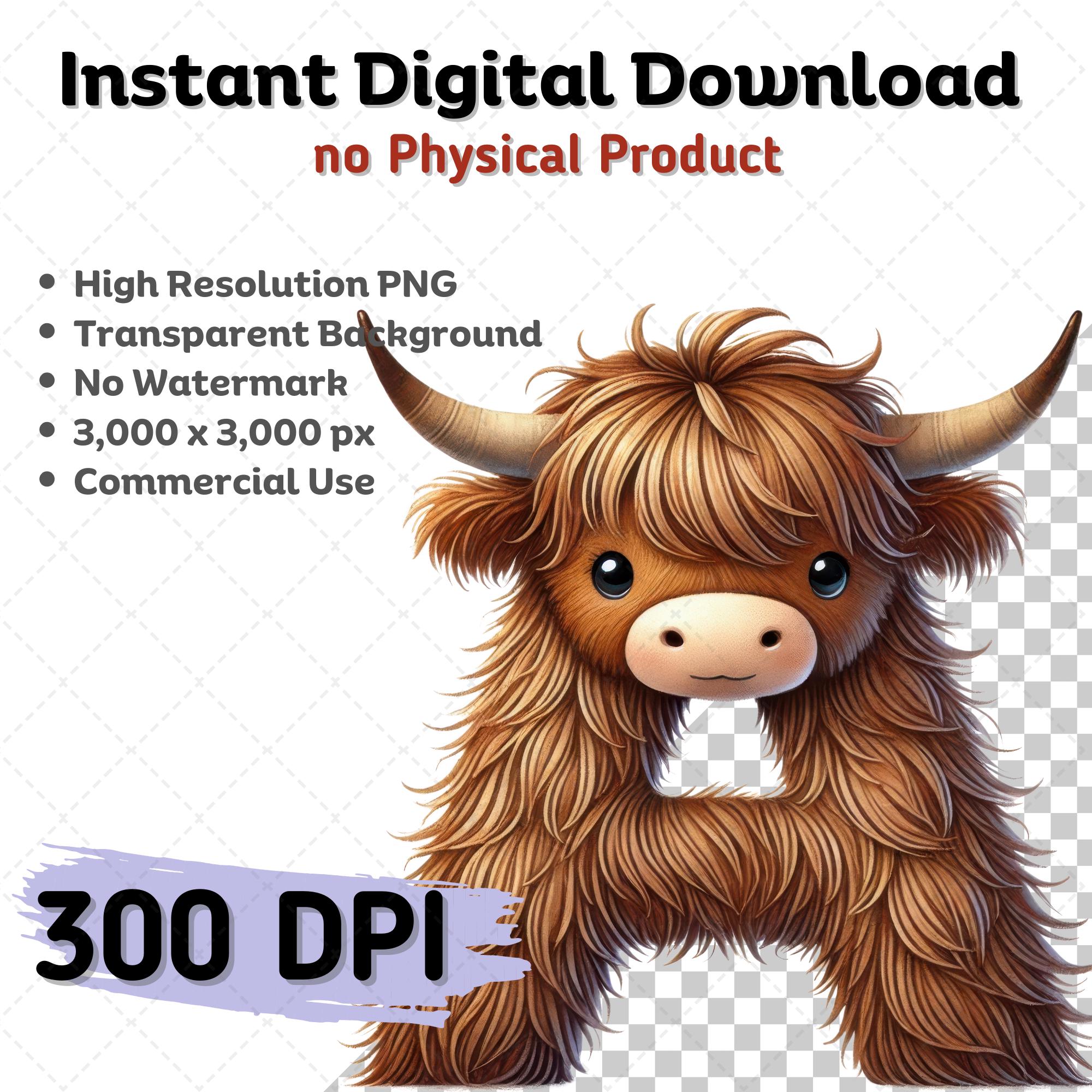 36 Highland Cow Letters PNG, Cute Alphabet Clipart, Alphabets & Numbers ...
