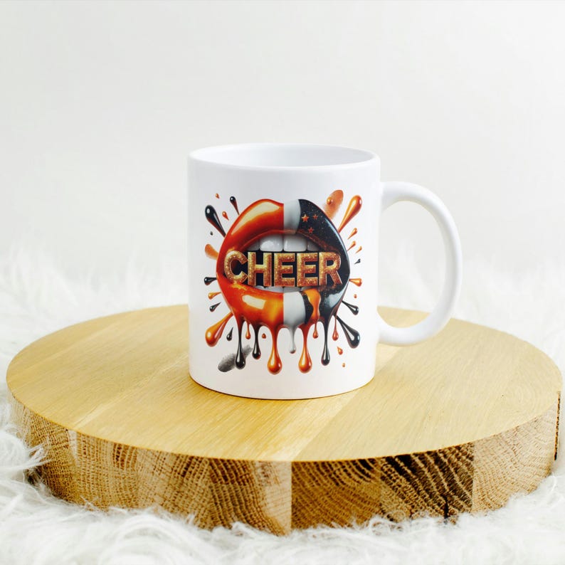 CHEER Orange Black White PNG, Cheer Dripping Lip PNG, Cheerleading ...