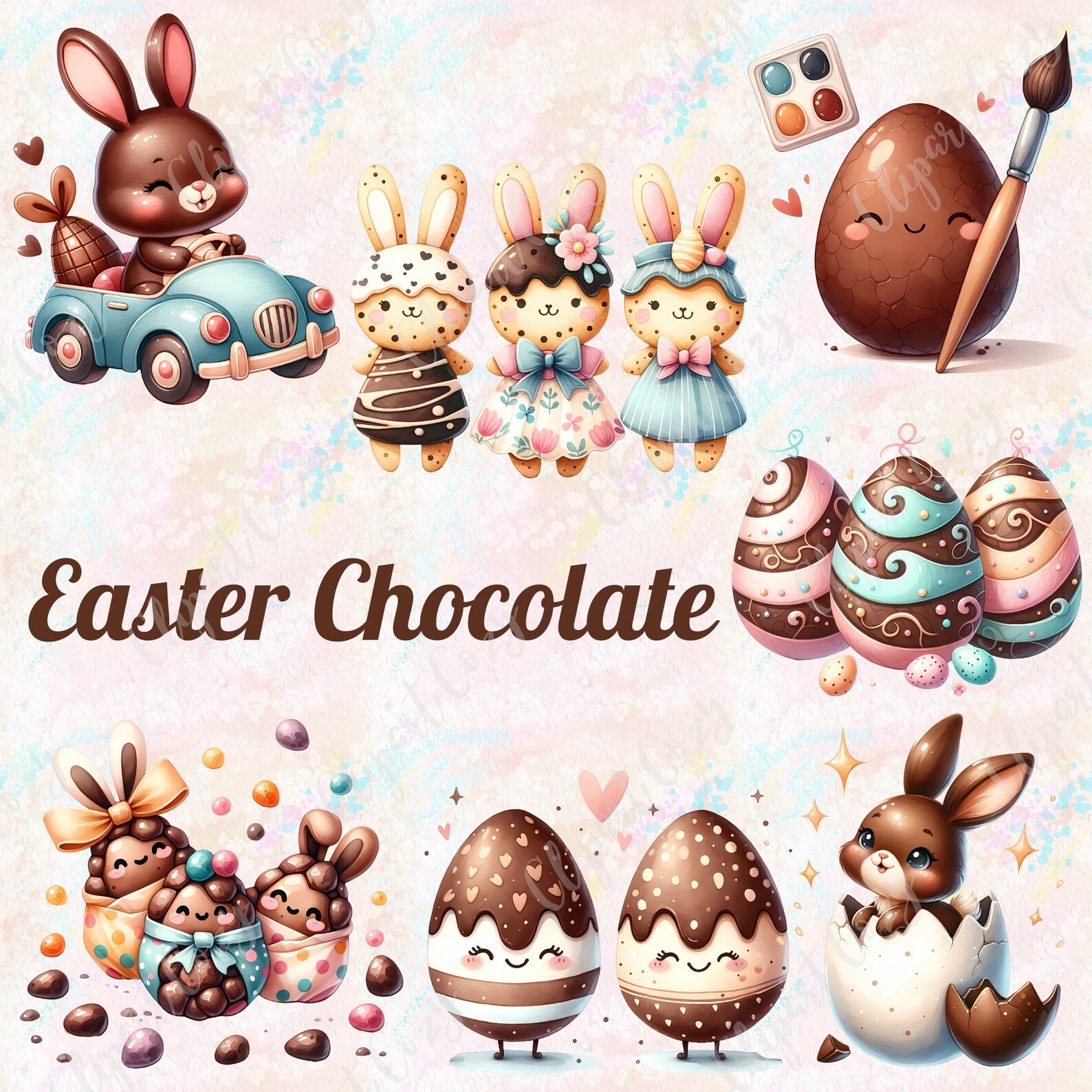 36 Easter Chocolate Clipart Bundle, Easter Clipart, Easter Chocolate ...