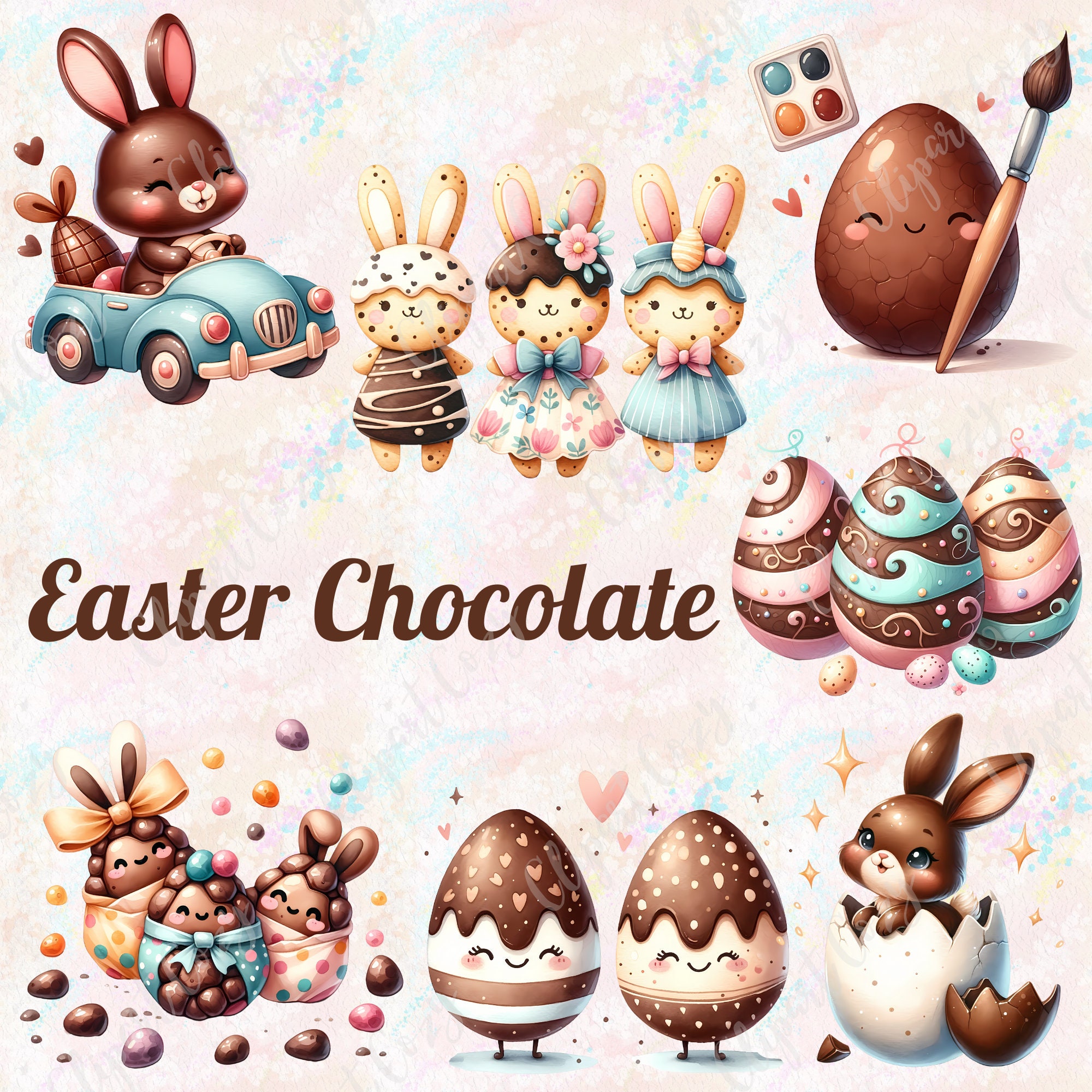36 Easter Chocolate Clipart Bundle, Easter Clipart, Easter Chocolate ...