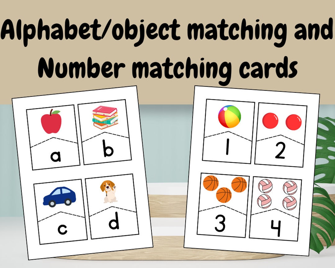 Alphabet/object Matching Cards, Number Matching Cards, Preschool ...