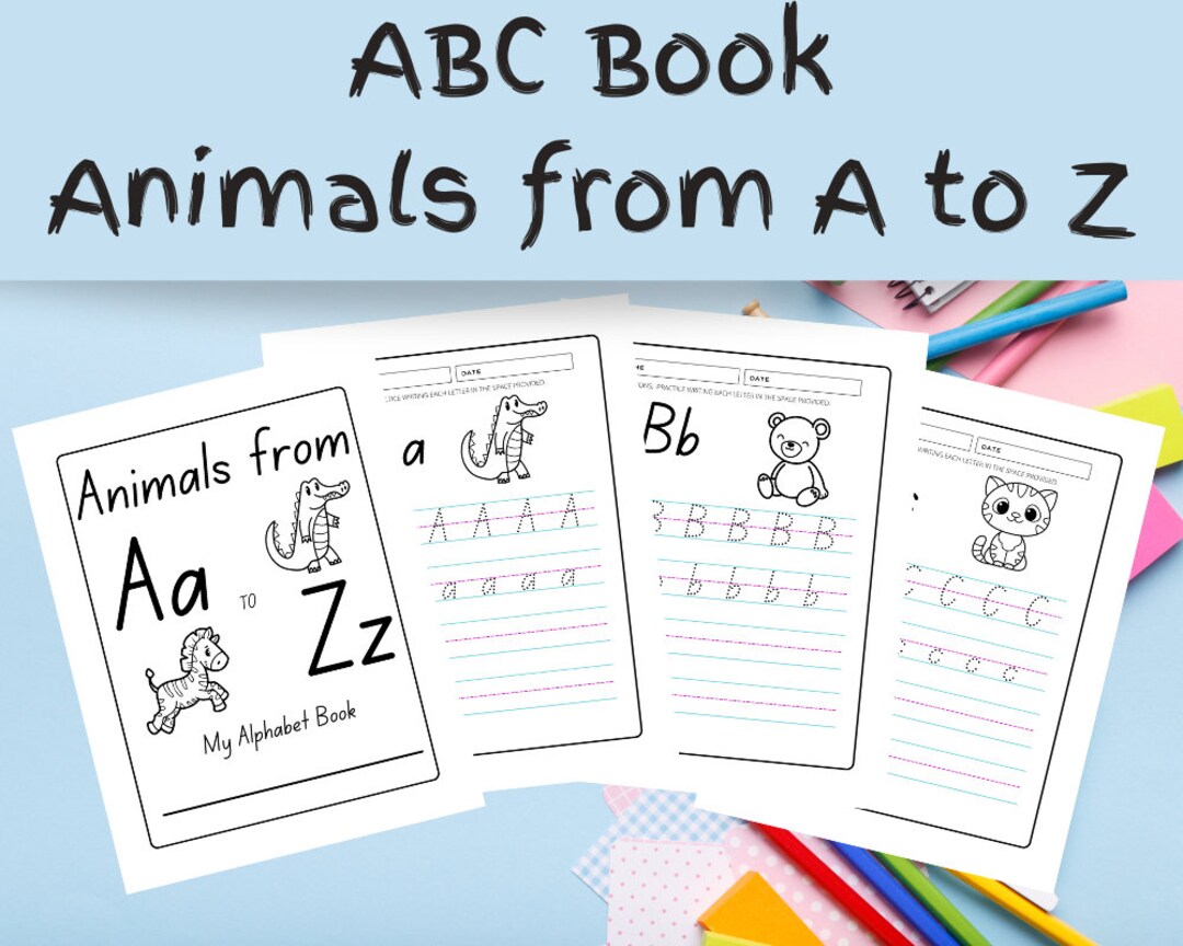 ABC Book Animals From A to Z, Alphabet Activity Book, Preschool ...