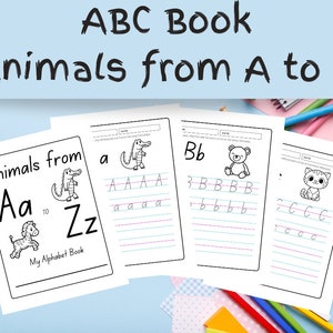 ABC Book Animals From A to Z, Alphabet Activity Book, Preschool ...