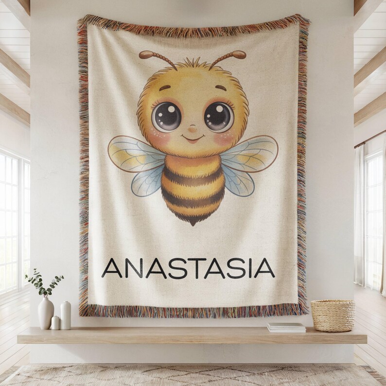 Personalized Baby Blanket With Bee, Custom Bumblebee Blanket for ...