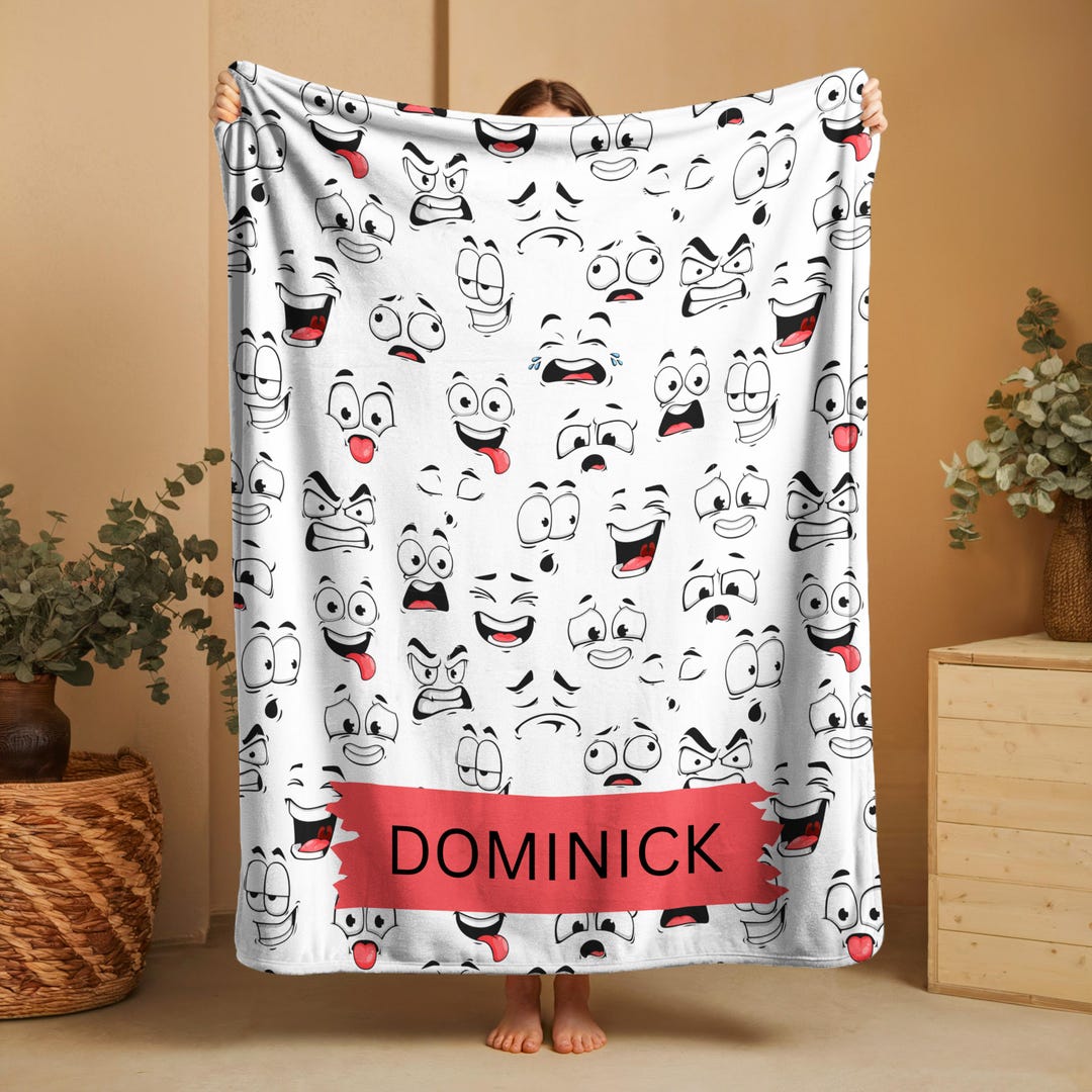 Personalized Cartoon Baby Blanket, Funny Face Pattern, Soft Baby ...