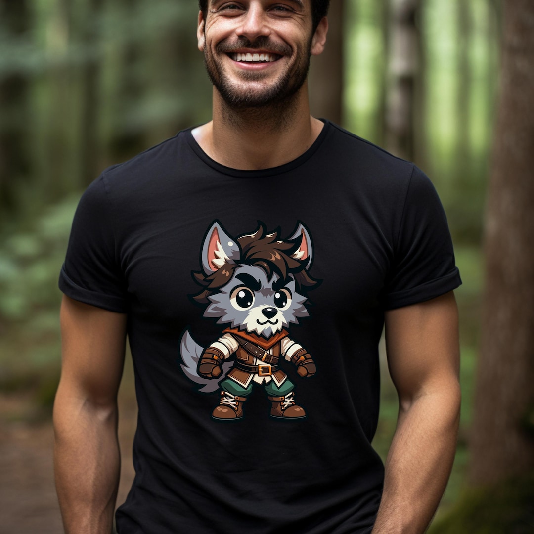 Lycan Werewolf T-shirt | Cute Chibi Shapeshifter DND Tee | Fantasy ...