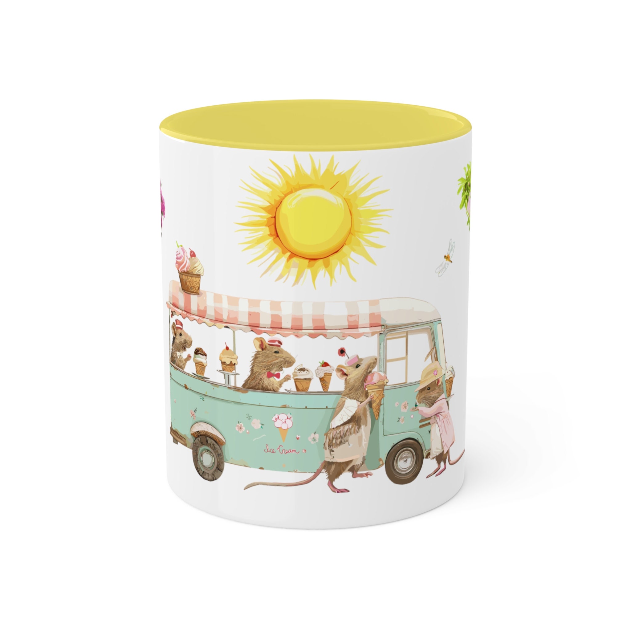 Rat Ice Cream Truck Retro Summer Vibes Cute Rats Accent Mug, 11oz - Etsy