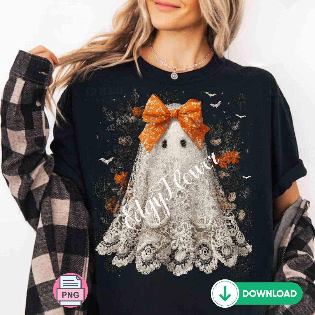 Retro Lace Ghost PNG: Boho Floral Halloween Design (digital Download - Etsy