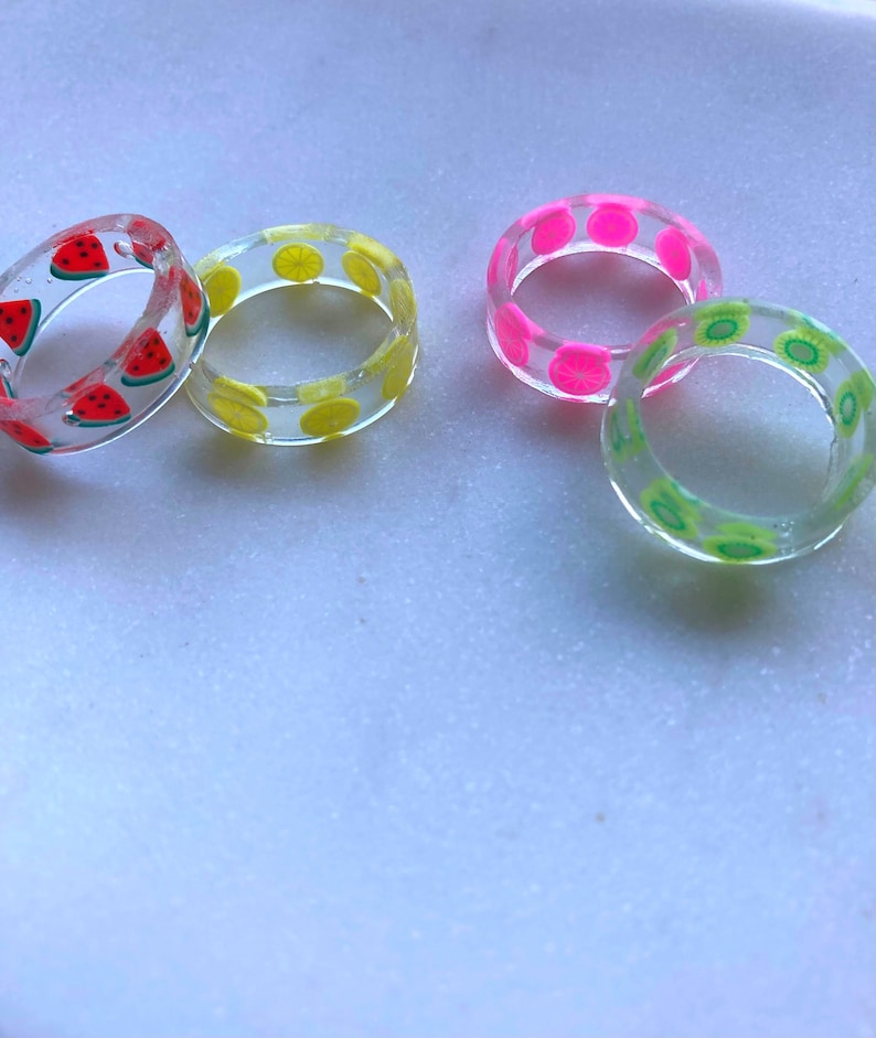 Cute Aesthetic Fruit Resin Ring - Etsy