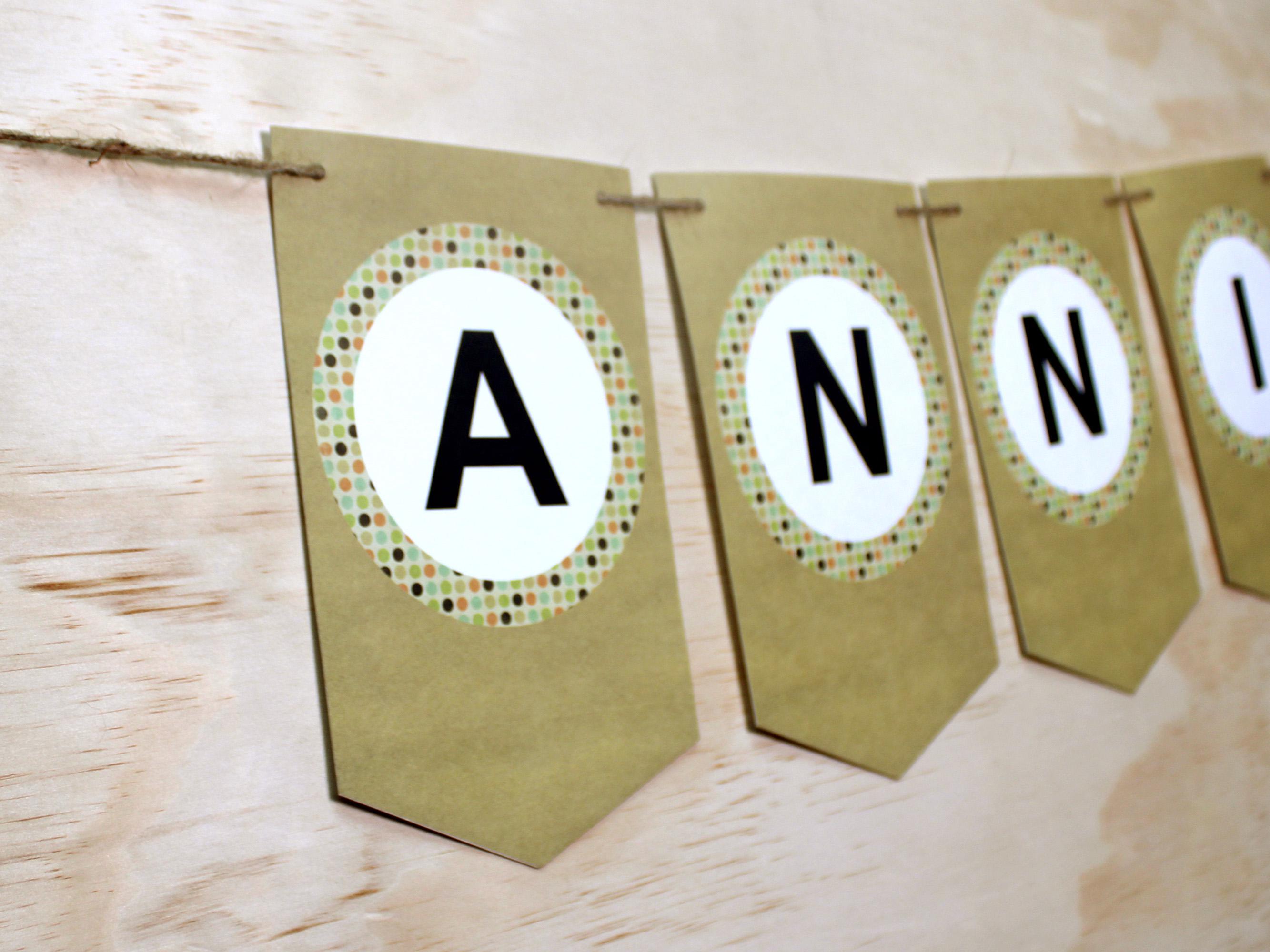 Neutral Polka Dots Editable Banner Template, Printable Pennants, Custom ...