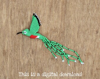 Beaded Hummingbird Pattern, 3D Animal Ornament Tutorial, Digital ...