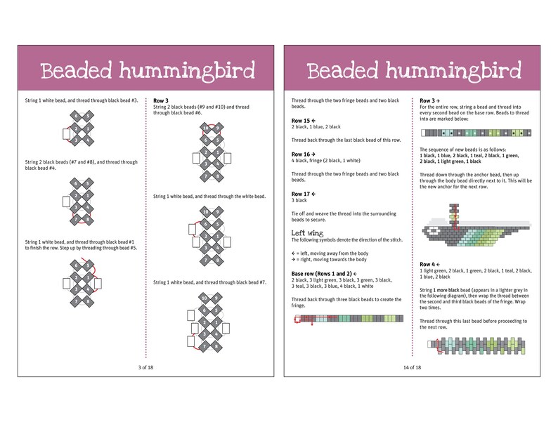 Beaded Hummingbird Pattern, 3D Animal Ornament Tutorial, Digital ...