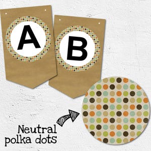 Neutral Polka Dots Editable Banner Template, Printable Pennants, Custom ...