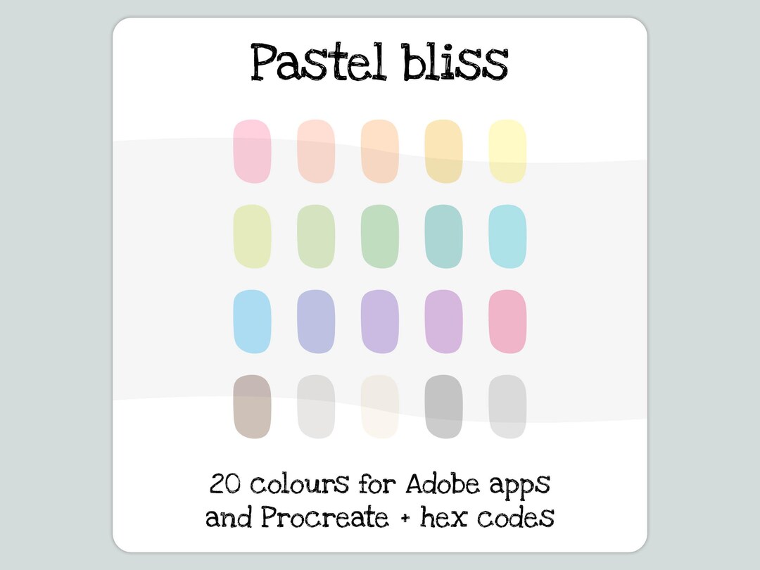 Pastel Bliss, a 20-colour Palette in Pastel Tones for Adobe Apps, and ...