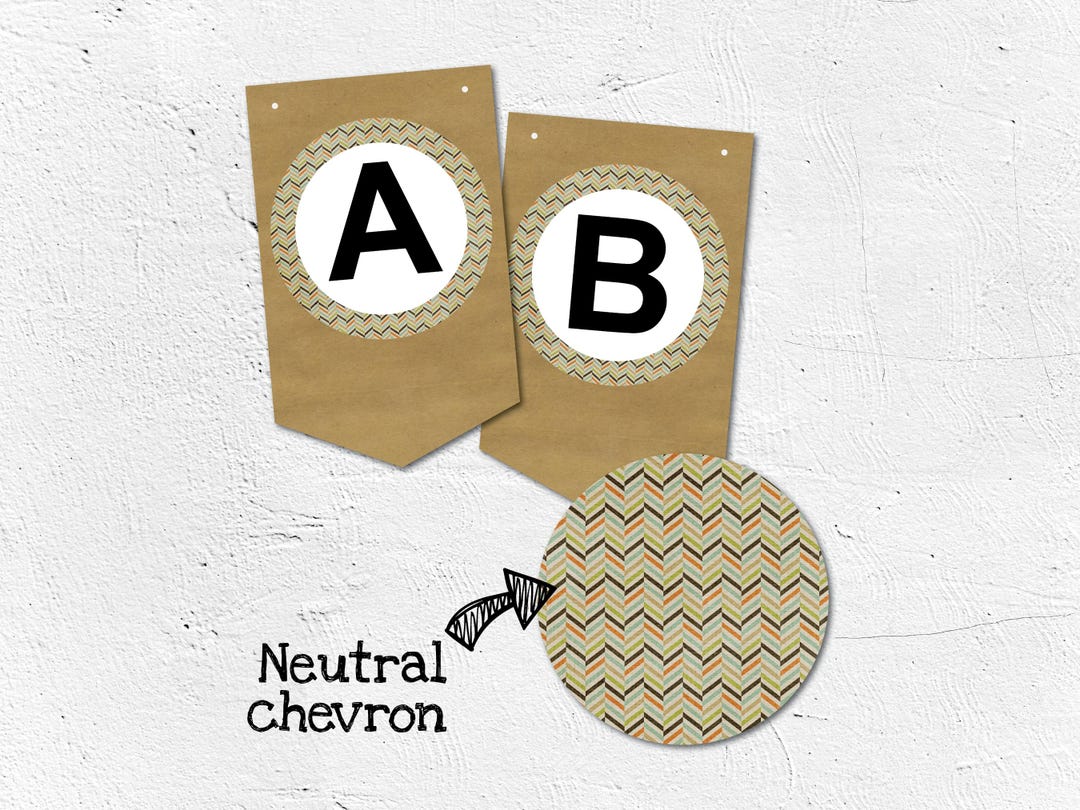 Neutral Chevron Editable Banner Template, Printable Pennants, Custom ...