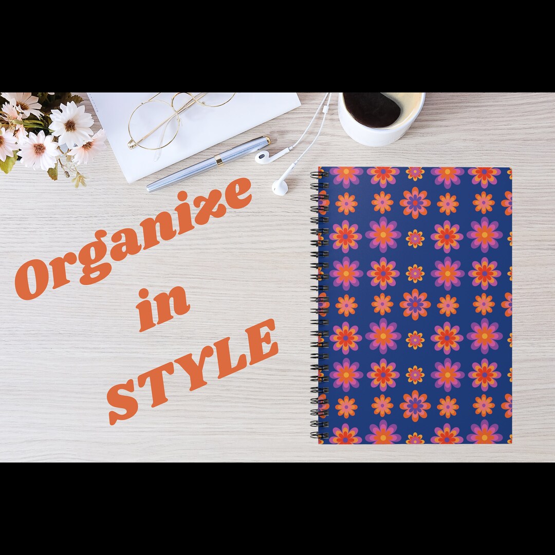 Groovy Retro Flowers Spiral Notebook Ruled Lines Cute Stationary Work ...